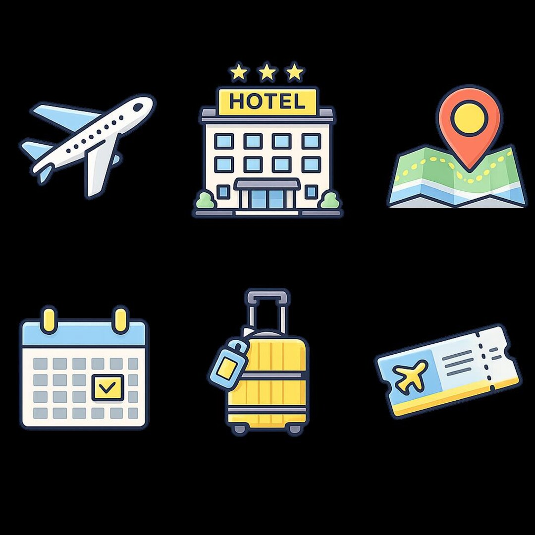 Travel & Booking Set — 6 Icons - Etsy
