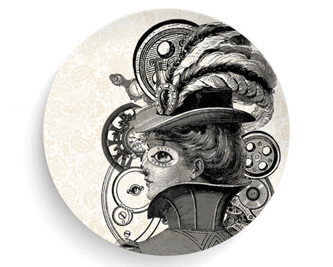 Steampunk Lady Plate, Decorative Plate, Steampunk Dinner Plate, Gift - Etsy