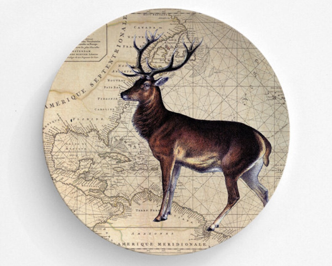 Christmas Deer Plate, Map Plate, Christmas Deer, Decorative Plate ...
