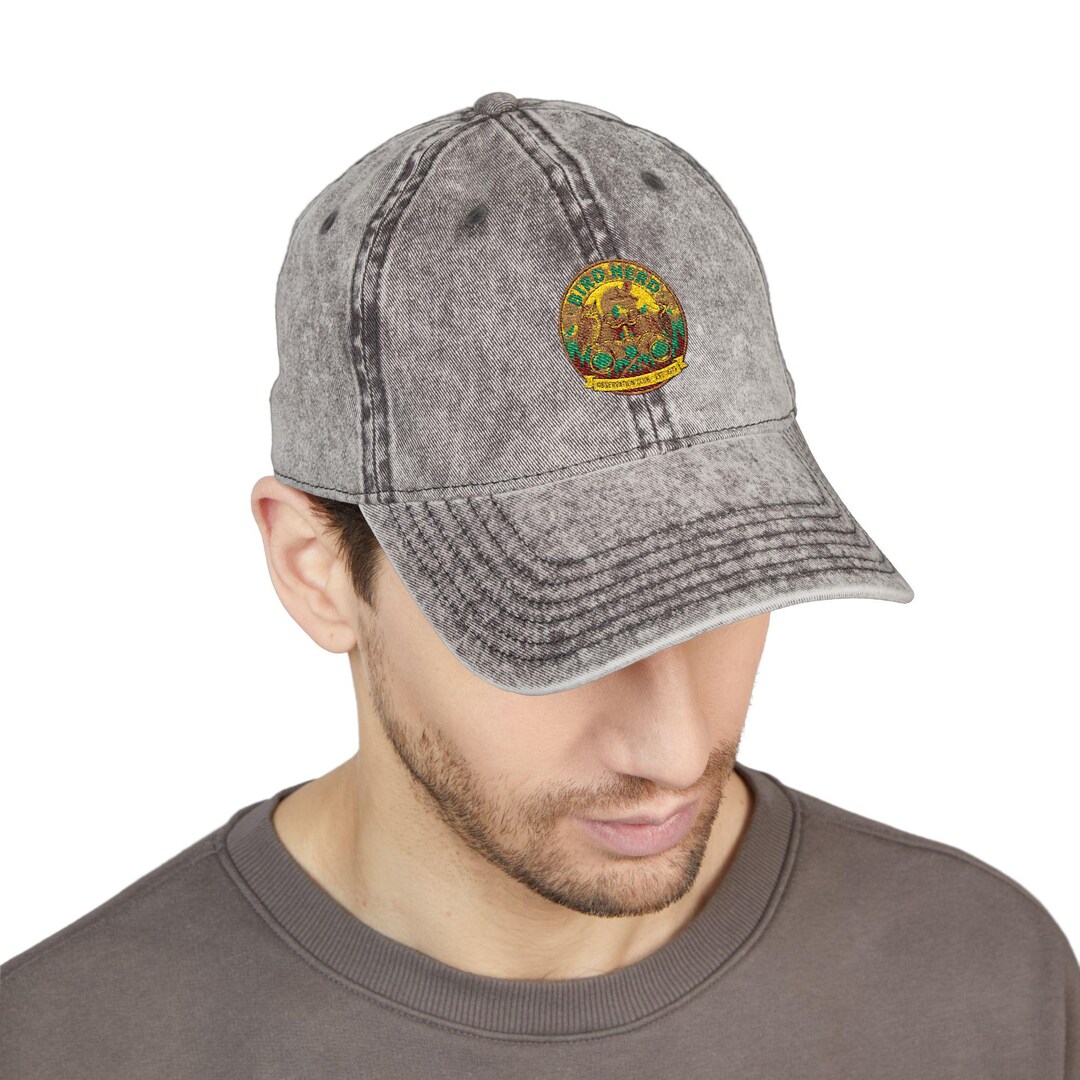 Bird Nerd | Sequin Burger Embroidery Cap | Vintage Washed Baseball Hat ...