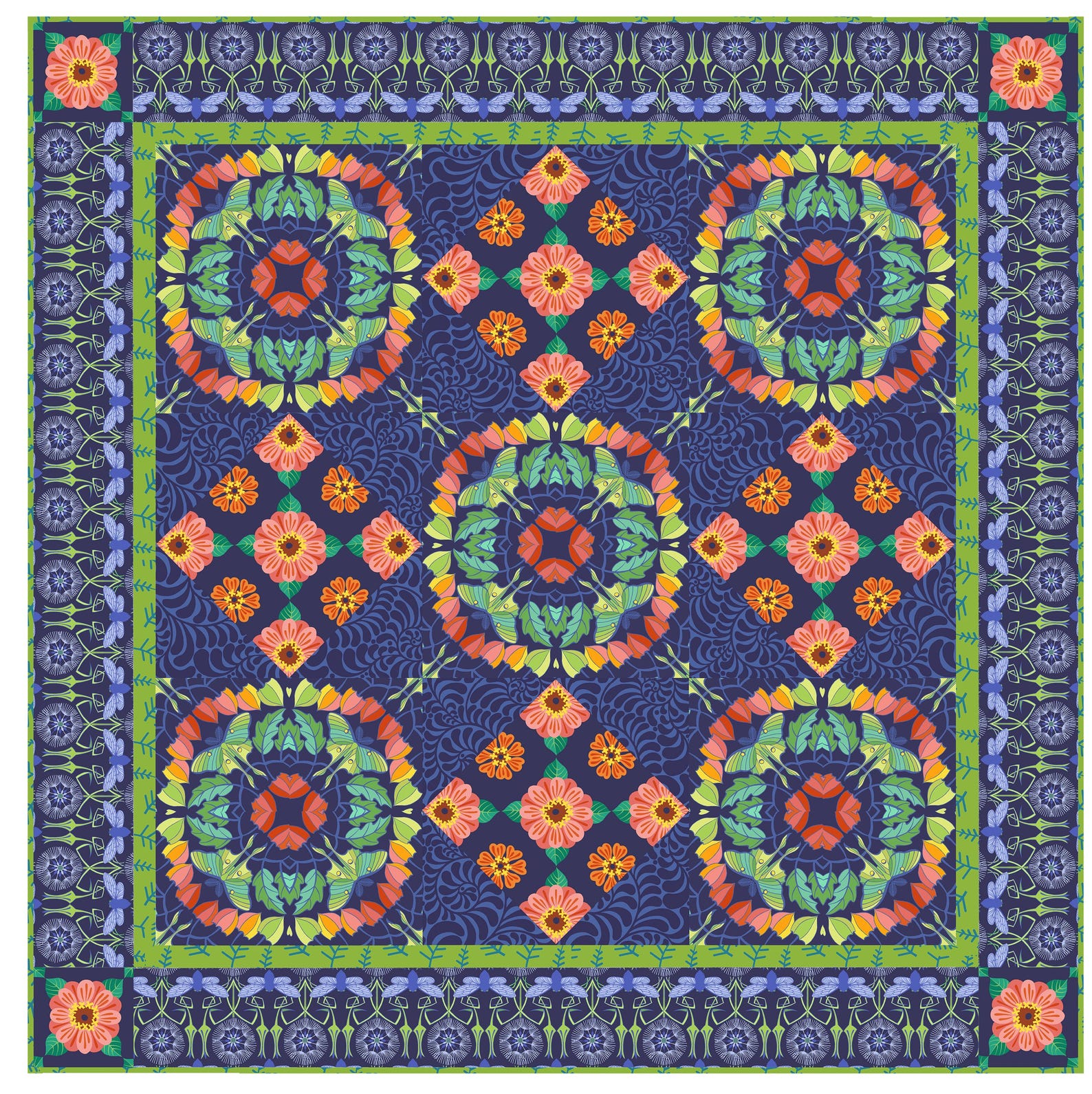 Multi - Stripe - Flower Dance by Jane Sassaman From Freespirit 100% ...