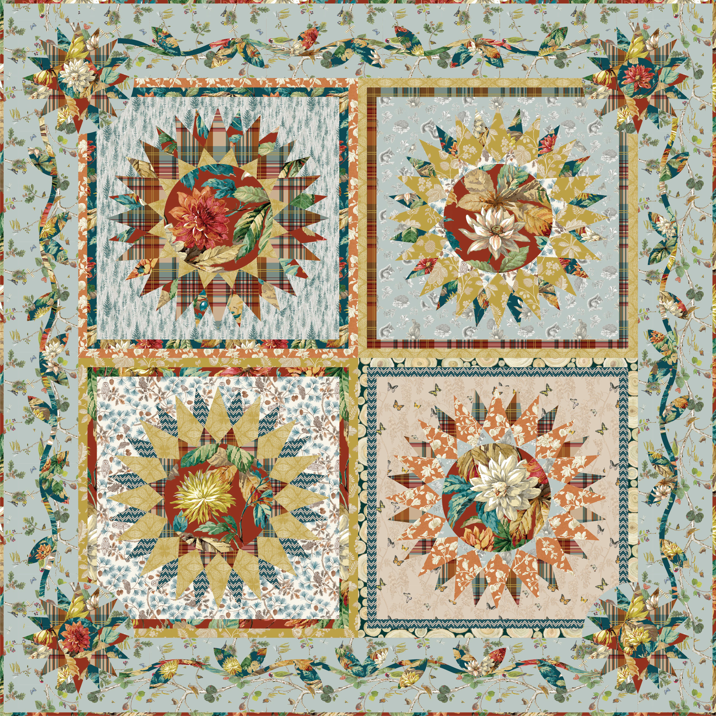 Owlswick - Linen - Woodland Blooms - Sanderson - Freespirit - Pwsa039 ...