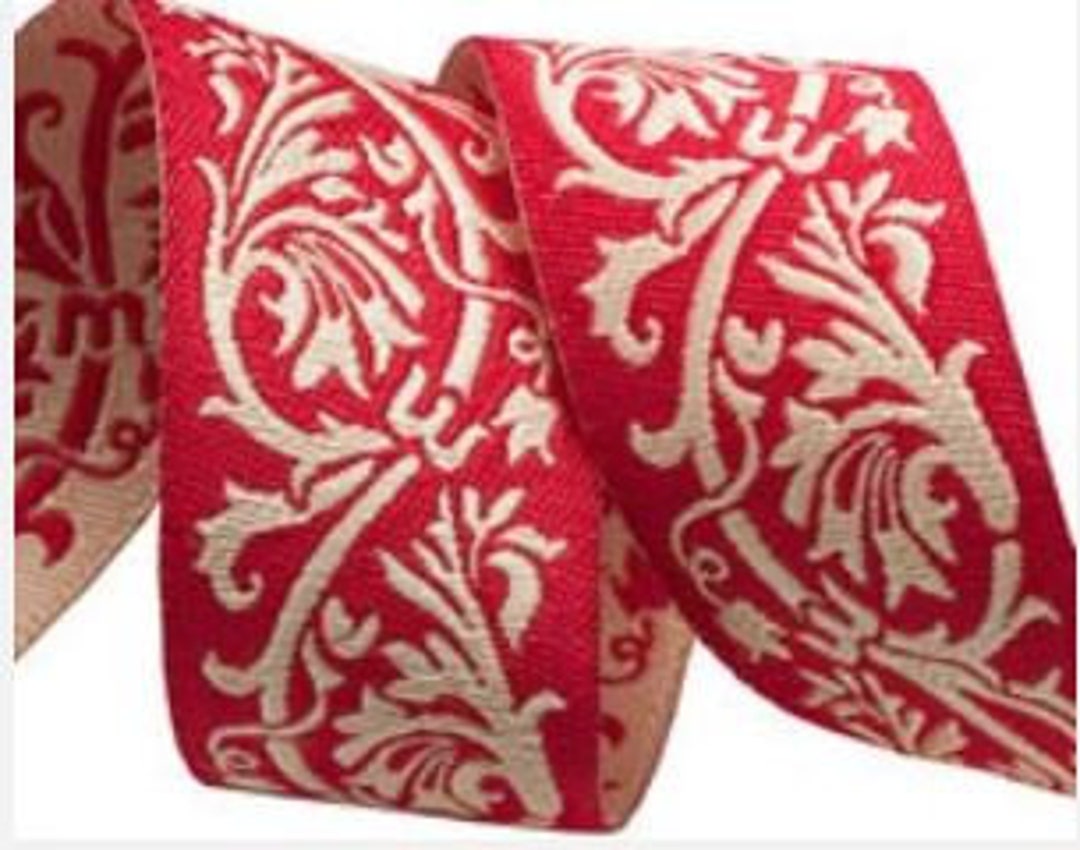 Red Brocade Ribbon by French General by Renaissance Ribbons by the Yard ...
