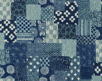 Indigo Blue Patchwork by Sevenberry: Nara Japanese Homespun Floral by ...