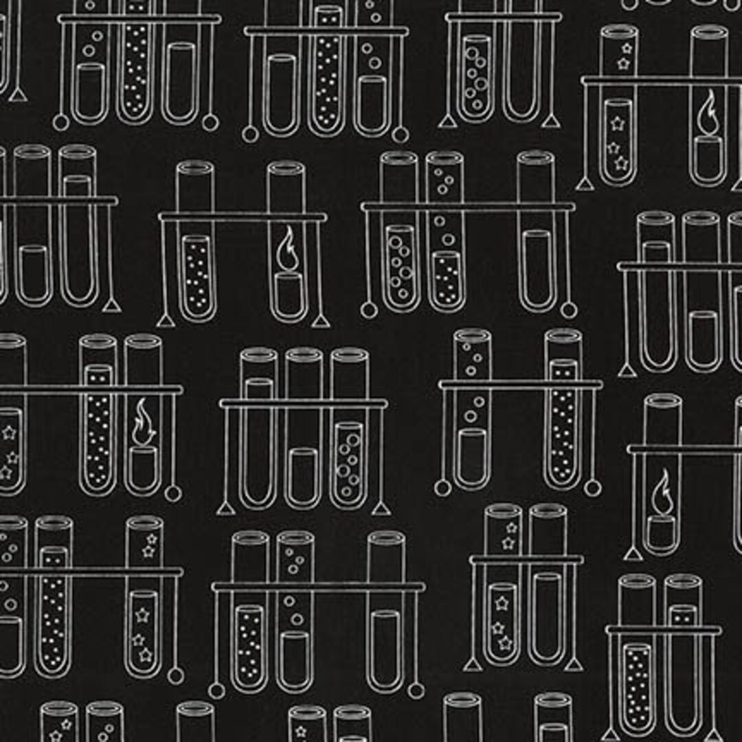 BLACK Test Tubes From Science Fair SRK-17929-12 Robert Kaufman 100% ...