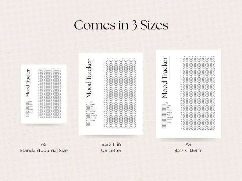 Printable Mood Tracker, Digital Mood Tracker, Daily Mood Chart, Yearly Pixel Log (A4, A5, US ...