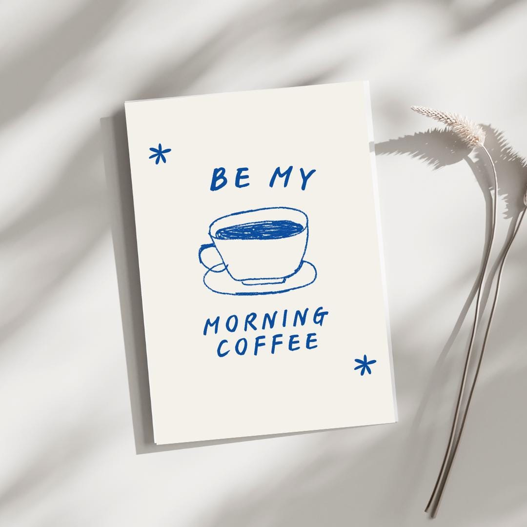 Be My Morning Coffee Holiday Cards | Coffee Cup Illustration - Etsy