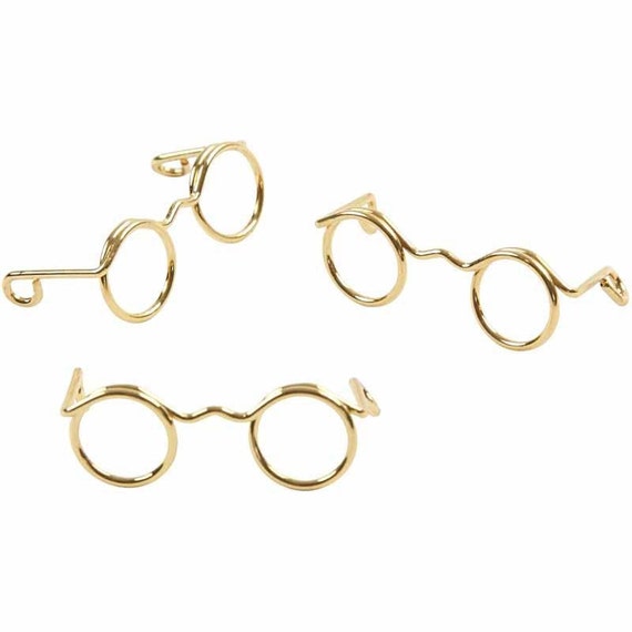 Mini Novelty Glasses Dolls Spectacles Eyes Gold Colour Etsy