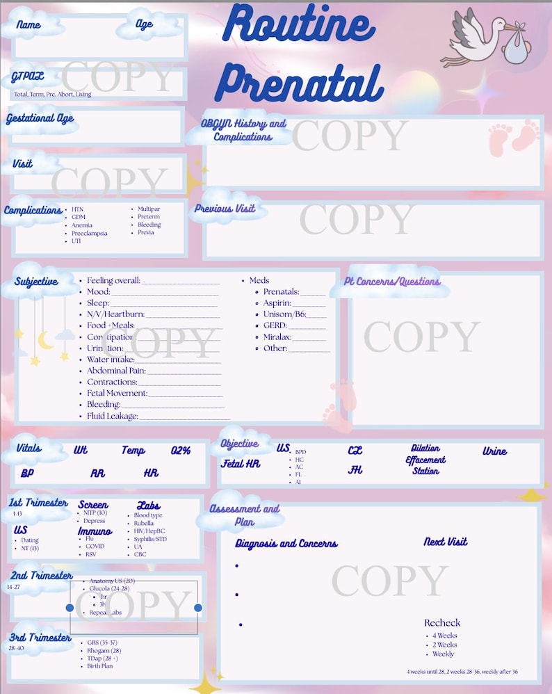 OBGYN Prenatal Office Visit Template - Etsy