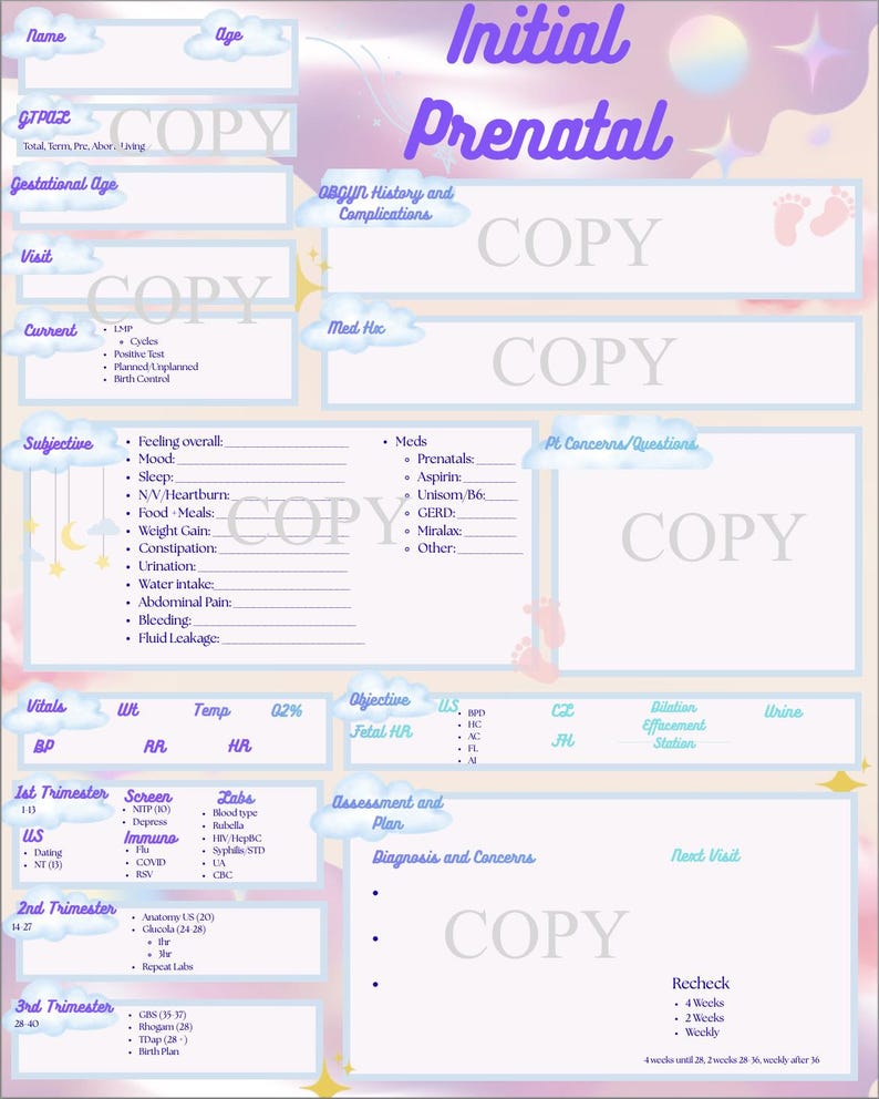 OBGYN Prenatal Office Visit Template - Etsy