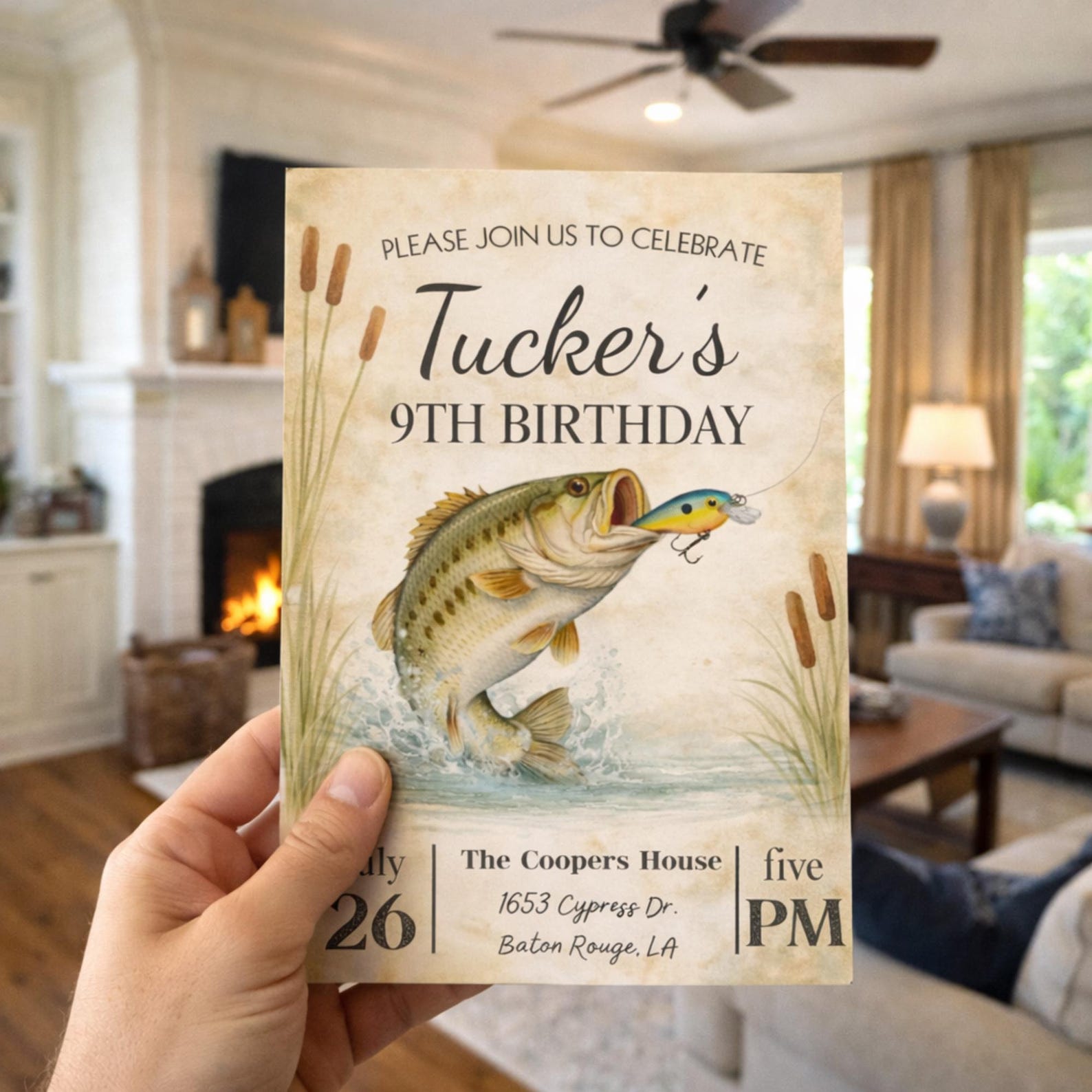 Bass Fishing Birthday Invitation | Editable Canva Template | Boys ...