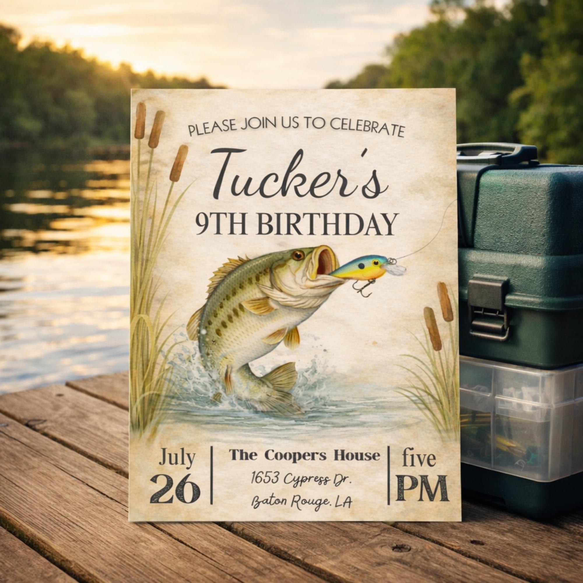 Bass Fishing Birthday Invitation | Editable Canva Template | Boys ...
