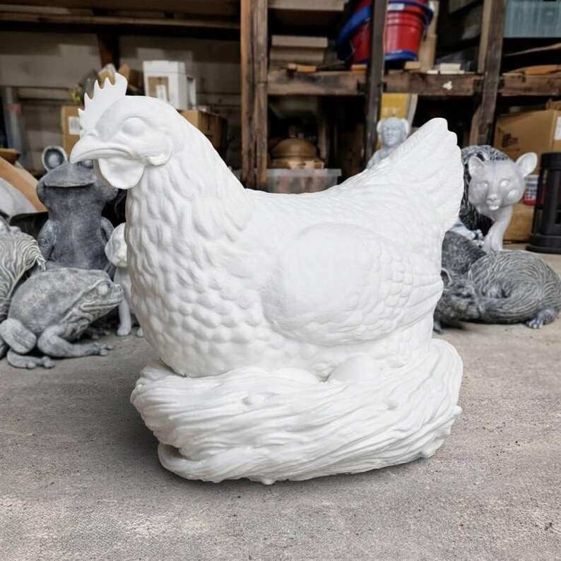 Concrete Chicken Easter Figurine Stone Garden Sculpture Decorative ...