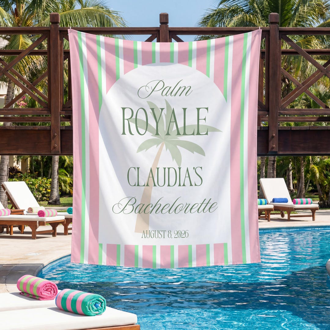 Palm Royale Bachelorette Backdrop Custom Bachelorette Party Decorations ...