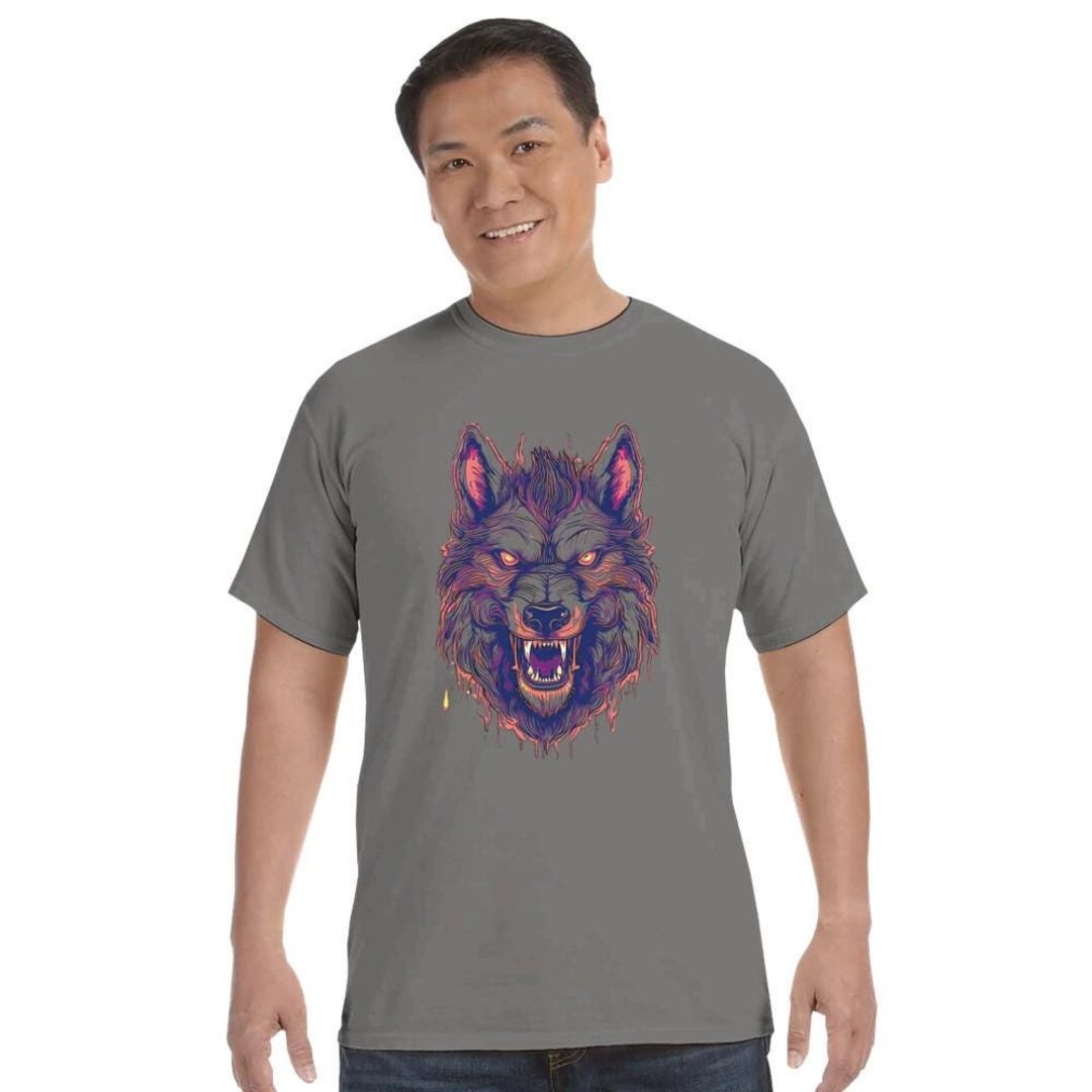 Dark Night Wolf T-shirt, Electric Lycan Shirt, Glowing Dark Howl Tee ...