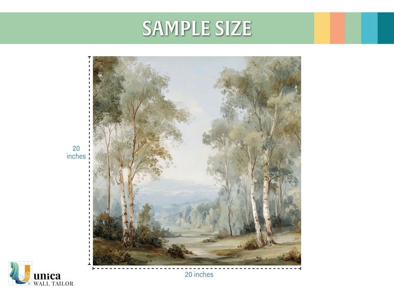 Birch Forest Wall Mural Pastel Landscape Peel and Stick Wallpaper ...