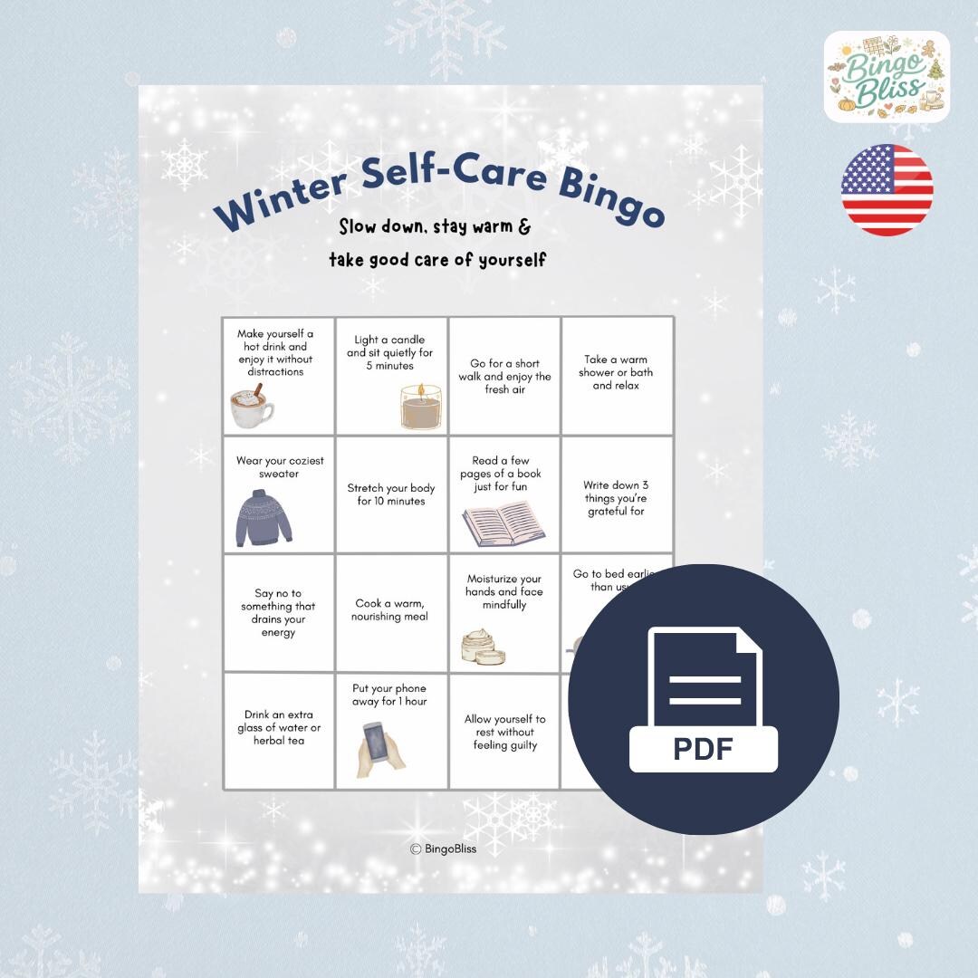 Winter Self-care Bingo 2026 Printable, Cozy Self Care Activities ...