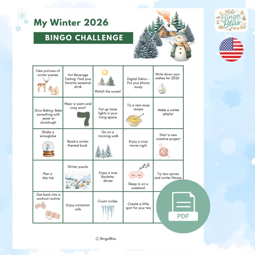 Winter Bingo 2026 Printable – Cozy Winter Activities | Seasonal Bingo ...
