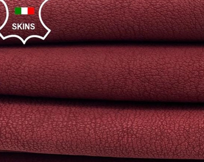 WINE RED ROUGH Vegetable Tan Vintage Look Thick Italian Goatskin Goat ...