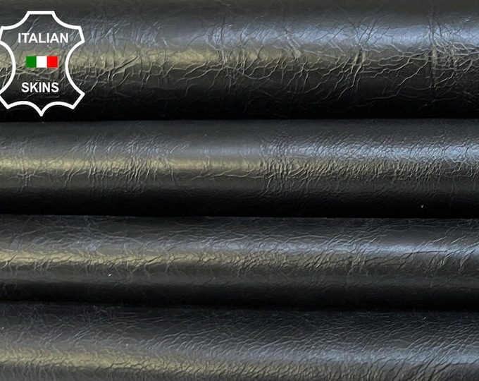 MIDNIGHT BLACK CRINKLED Coated Soft Italian Goatskin Goat Leather Pack ...