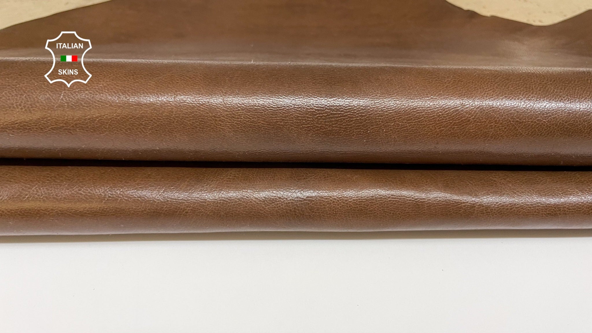 BROWN SHINY strong Italian Goatskin Goat leather hide hides skin skins ...