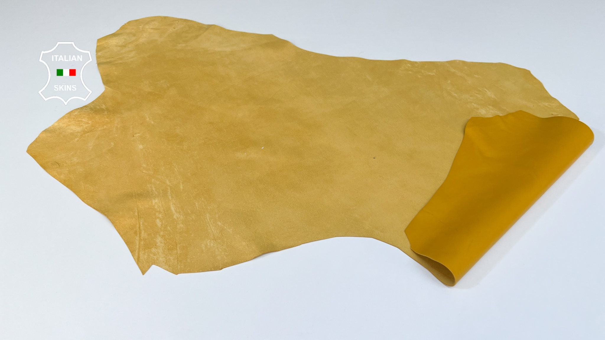 OCHRE YELLOW MUSTARD Soft Italian Lambskin Lamb Sheep Leather hide ...