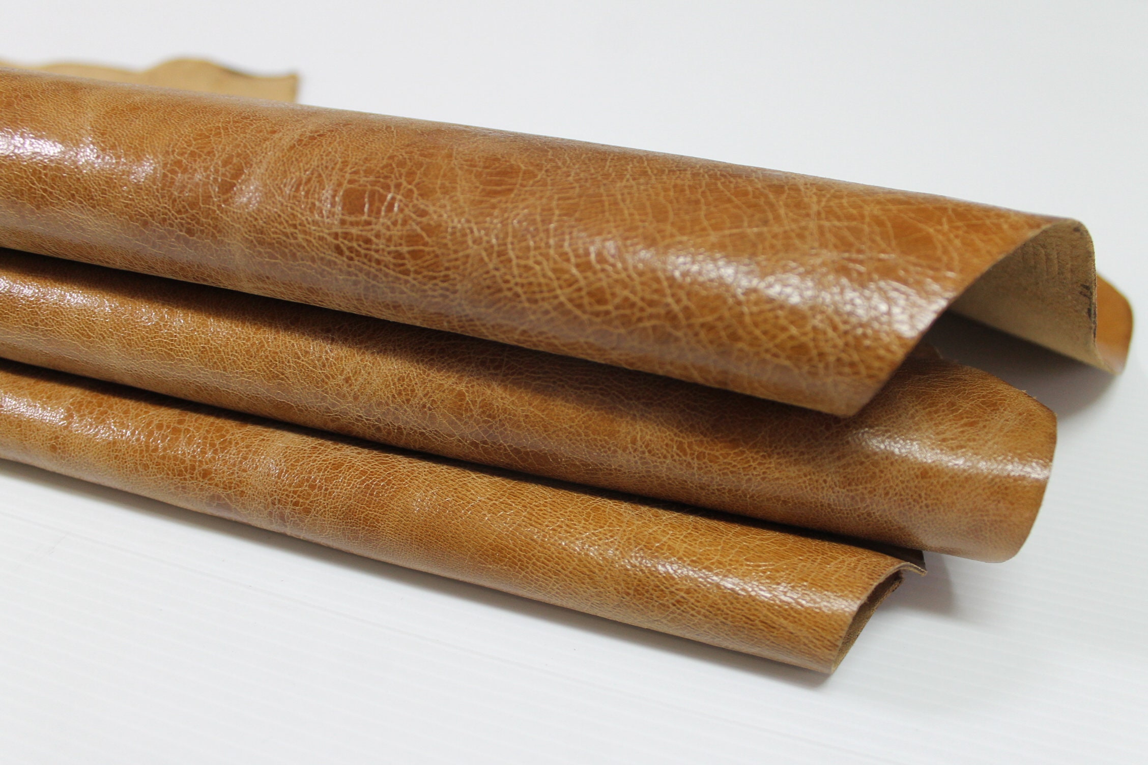 CAMEL SAND SHINY distressed vintage Italian genuine Goatskin Goat ...