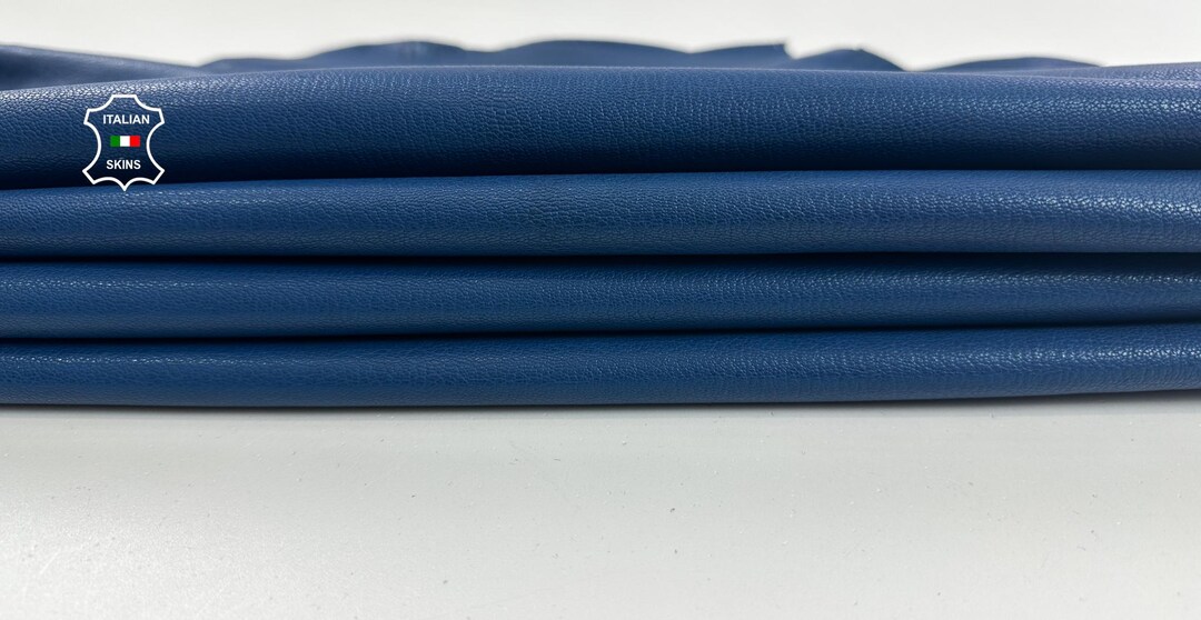 BLUE INDIGO ROUGH Vegetable Tan Thick Soft Italian Goat Leather Pack 3 ...