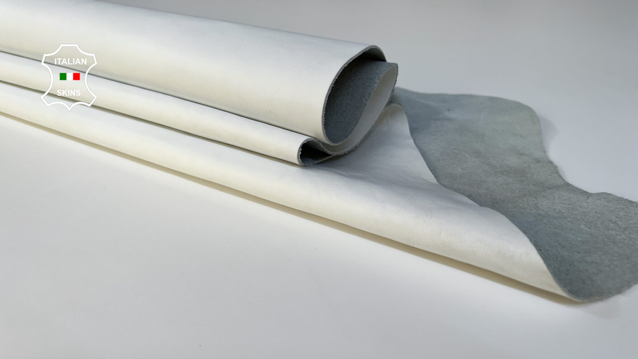 WHITE MATTE Thick Soft Italian Calfskin Calf Cow Leather hide hides ...