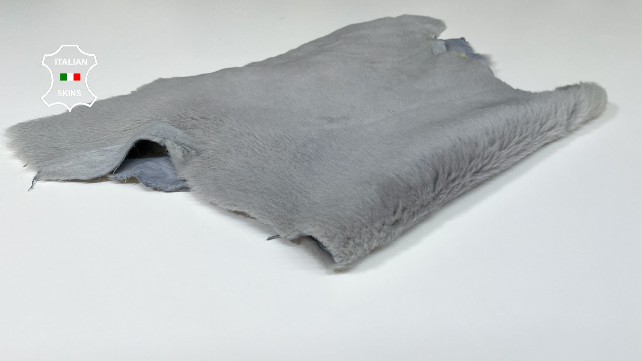 LIGHT GRAY Hair On sheepskin shearling fur hairy sheep Italian leather ...