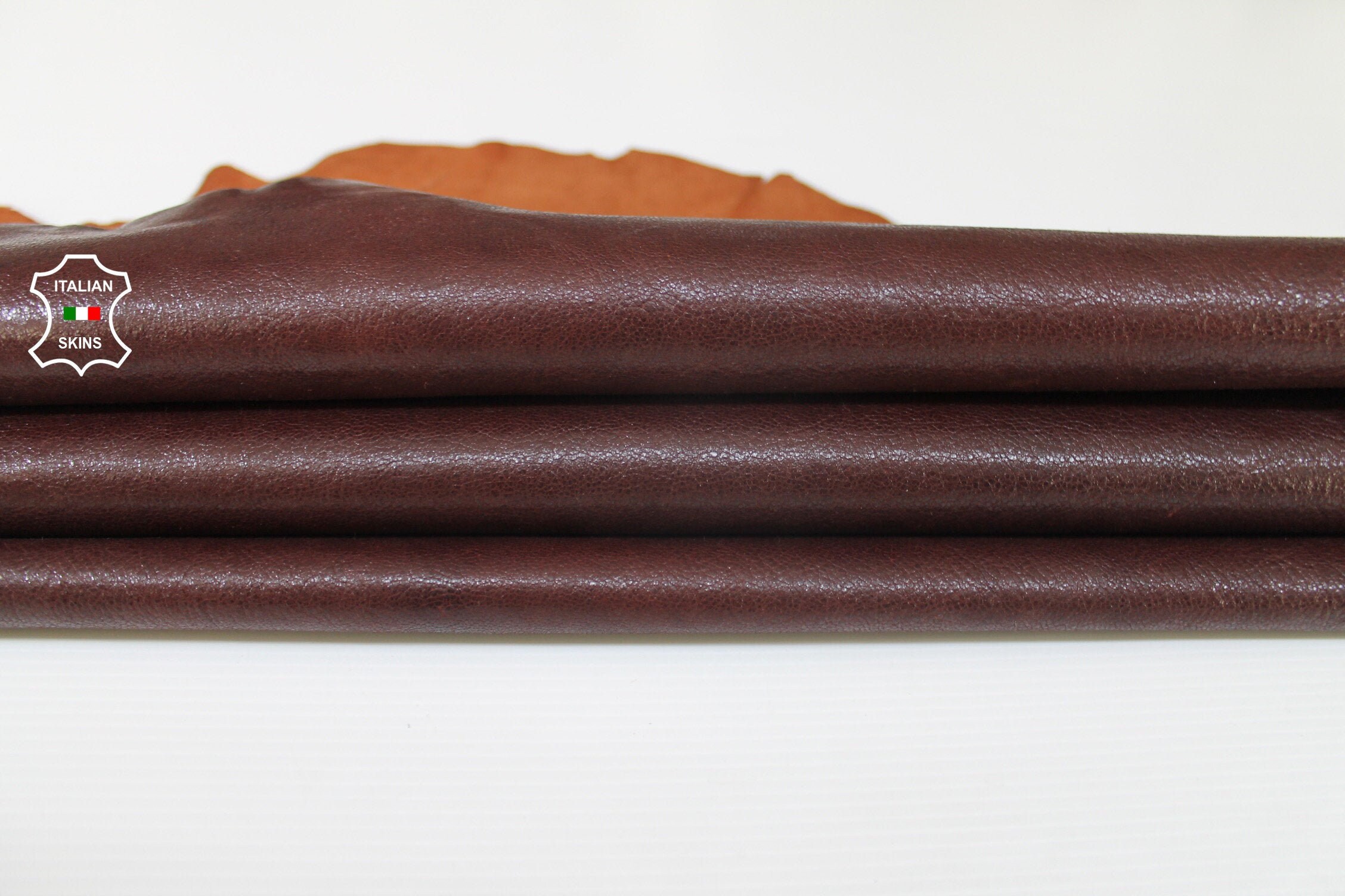 REDWOOD BROWN rough shiny vegetable tan Italian Goatskin goat leather ...