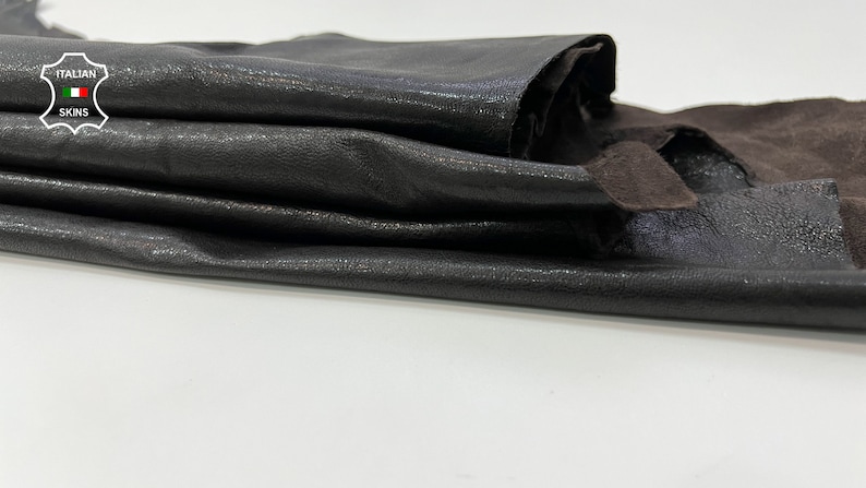 DARK BROWN RUSTIC Antiqued Vegetable Tan Soft Italian Lamb Leather Skin ...