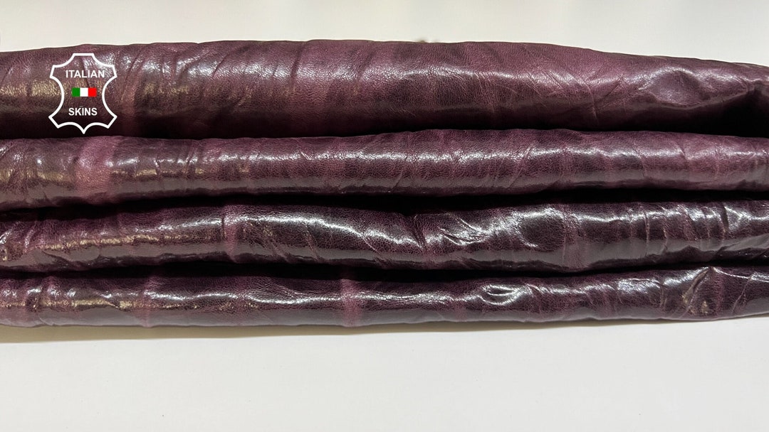 RAISIN PLUM ANTIQUED Wrinkled Vegetable Tan Rough Soft Italian - Etsy