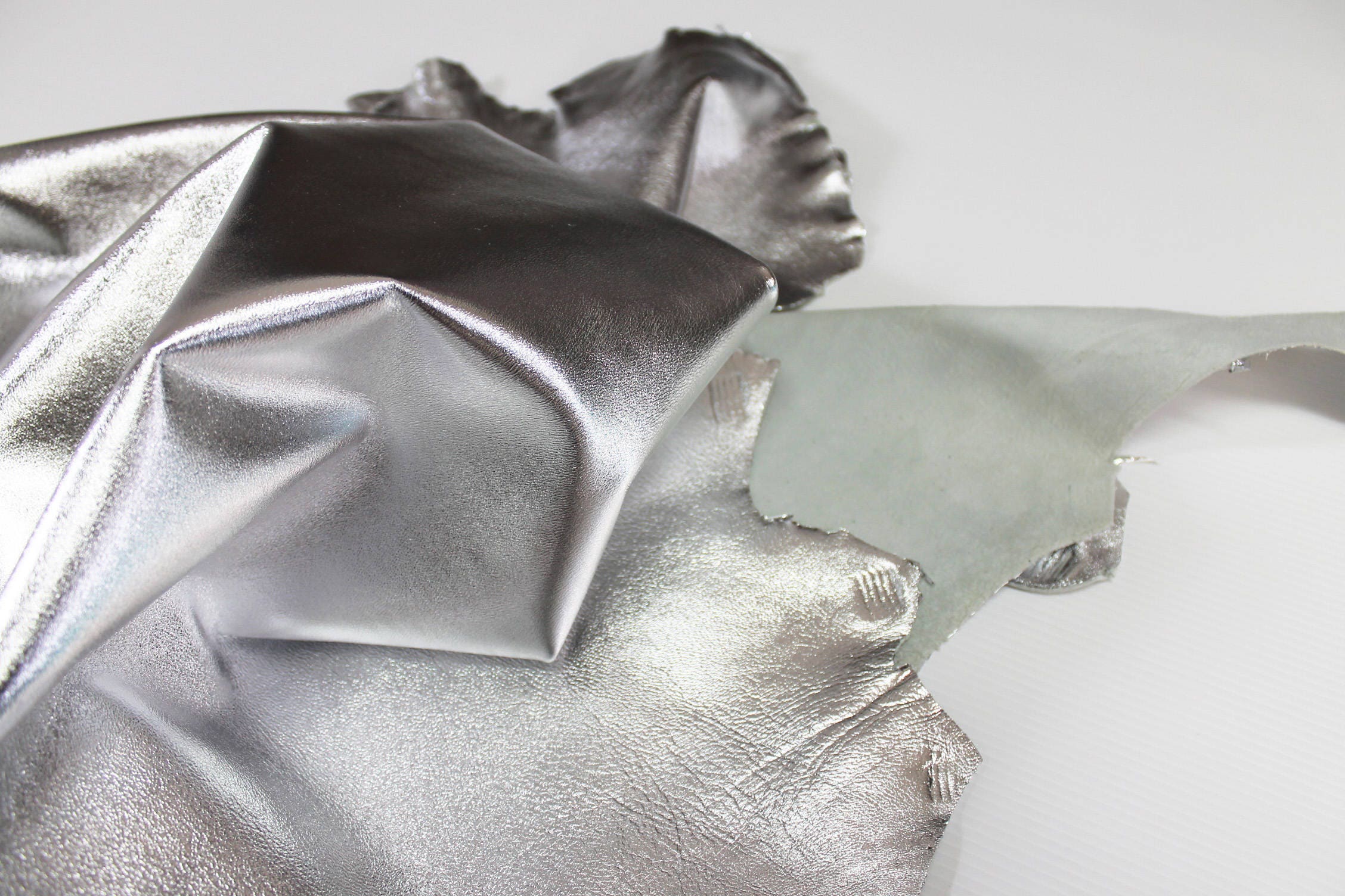 METALLIC SILVER Italian Lambskin Lamb Sheep Leather Skin Skins | Etsy