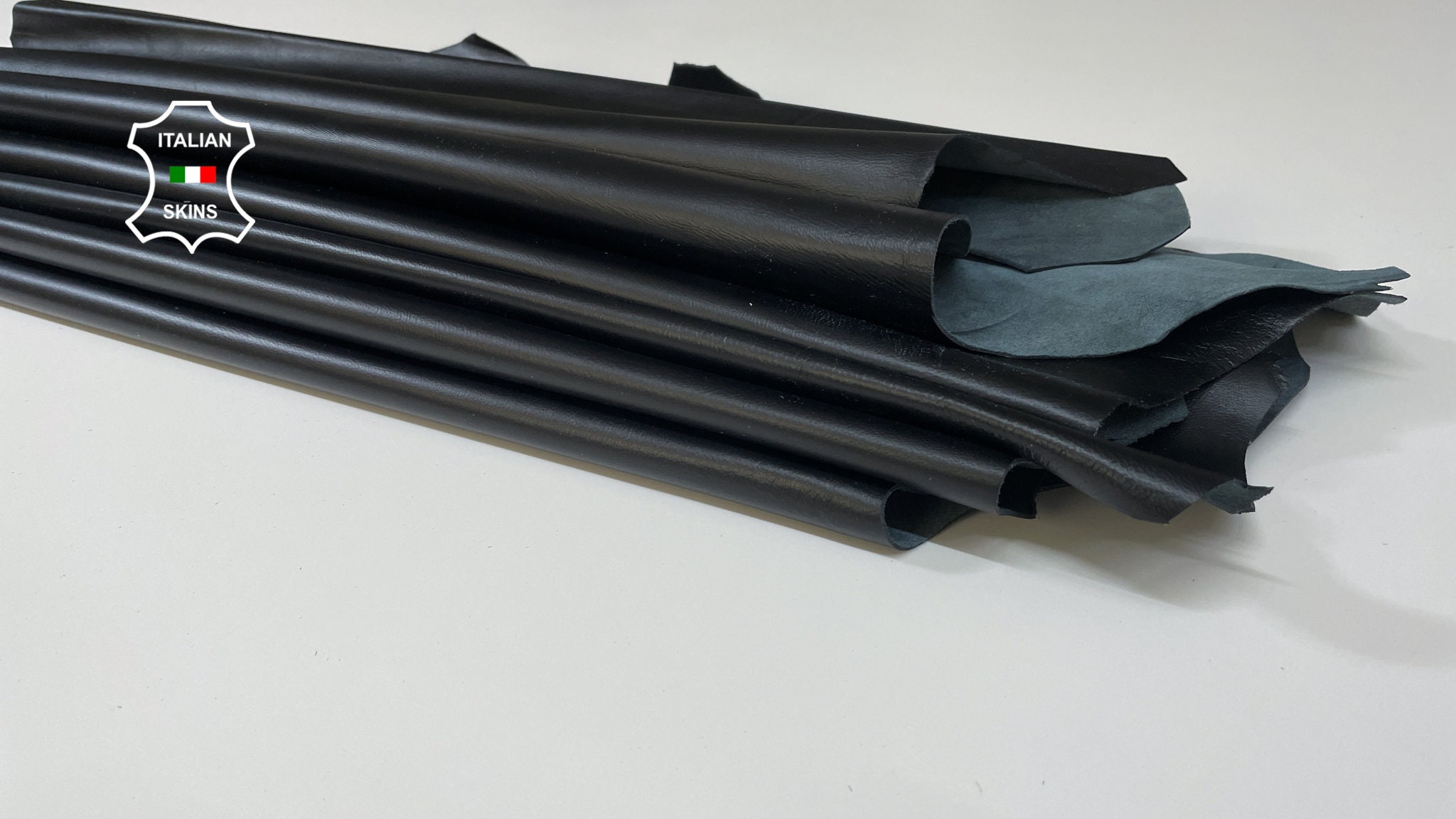 BLACK SMOOTH Italian Goatskin Goat Leather hides pack 3 skins total ...