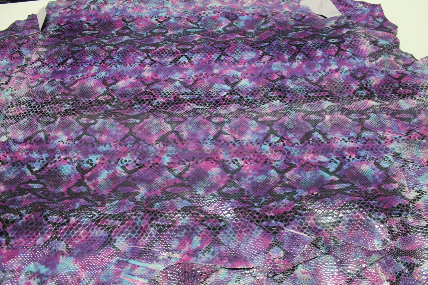 Italian Lambskin leather skin skins Purple Cyan Black PYTHON SNAKE ...