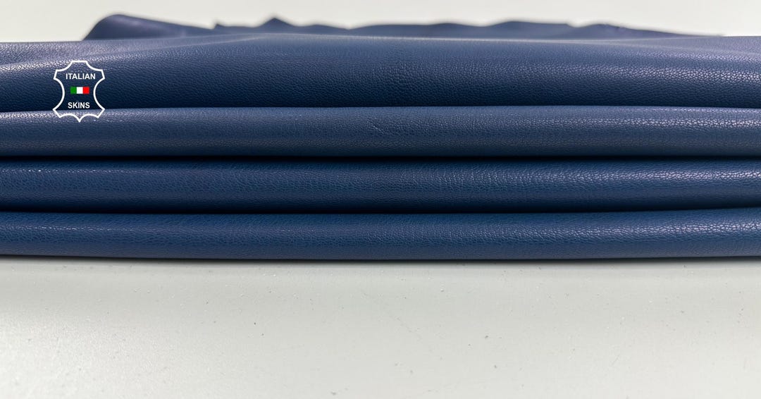 INK BLUE ROUGH Vegetable Tan Thick Italian Goatskin Goat leather pack 2 ...
