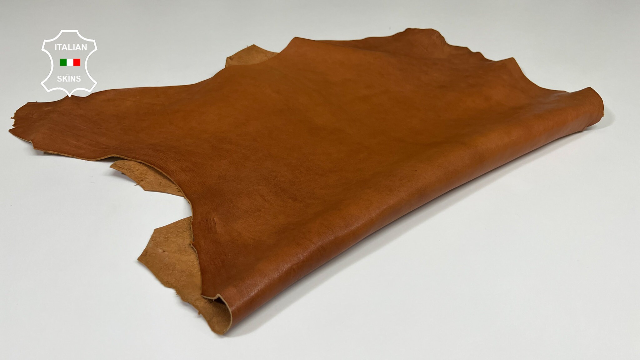 NATURAL TAN BROWN Vegetable Tan Thick Italian Goatskin Goat leather ...