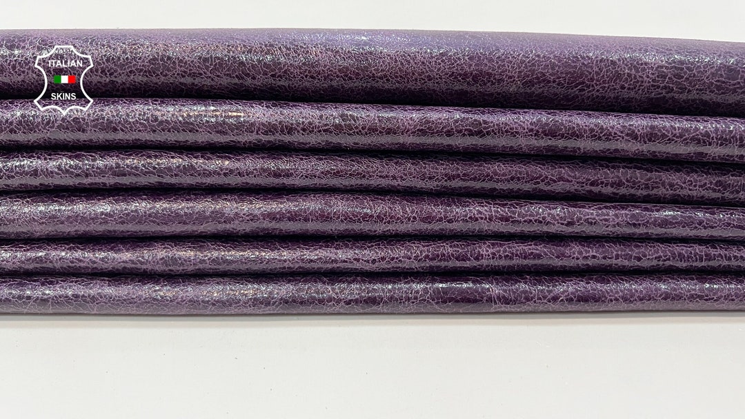 PURPLE CRACKED Vintage Look Shiny Thin Soft Italian Goatskin Goat ...