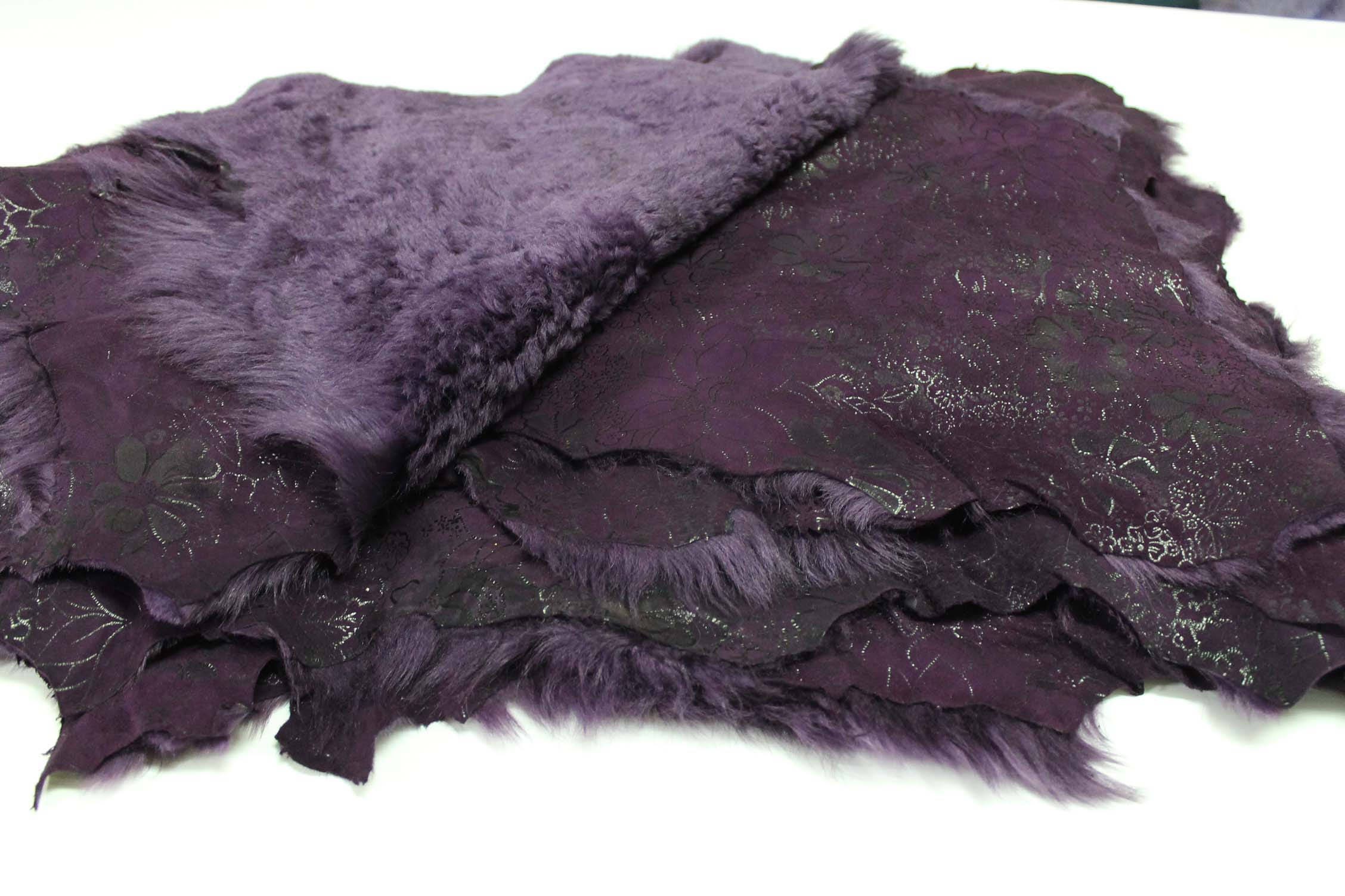 PURPLE sheepskin hair on shearling fur sheep Italian leather skin skins ...