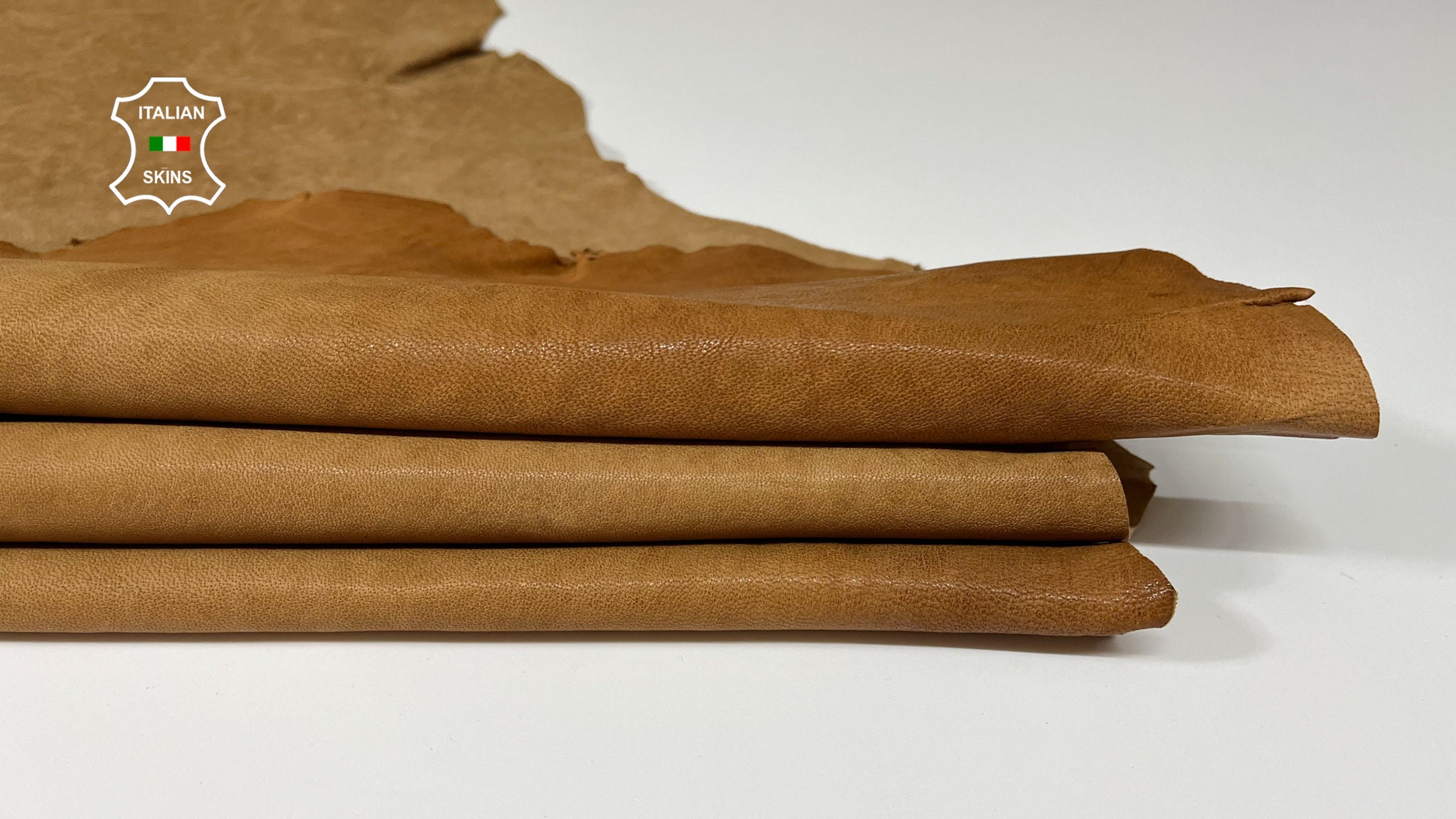 NATURAL TAN VEGETABLE Tanned soft Italian Lambskin Lamb Sheep Leather ...