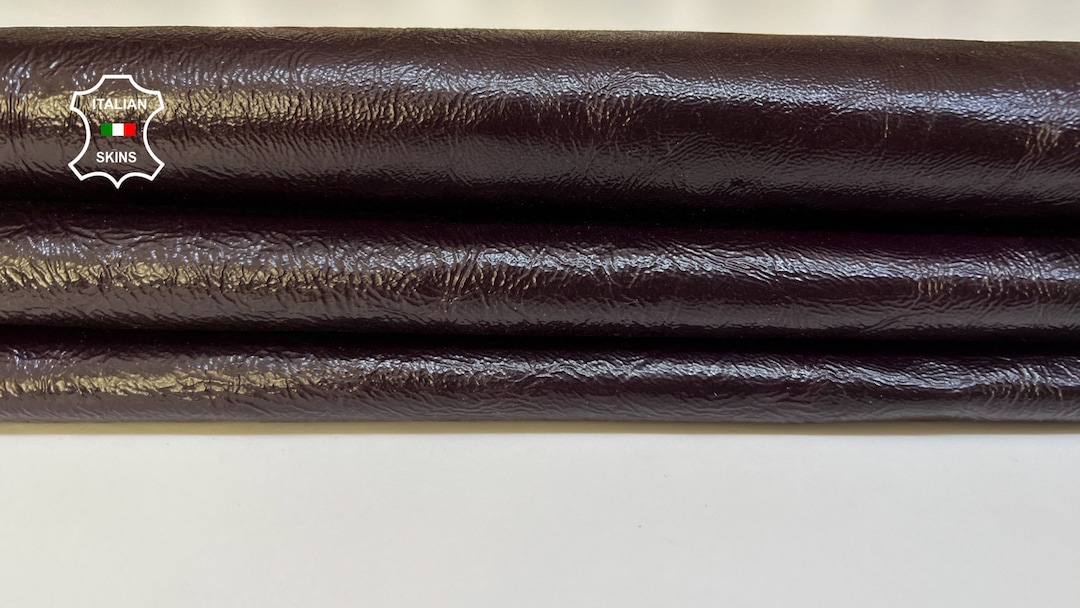 Delivered Duty Paid-patent PLUM CRINKLED Italian Goatskin Goat Leather ...