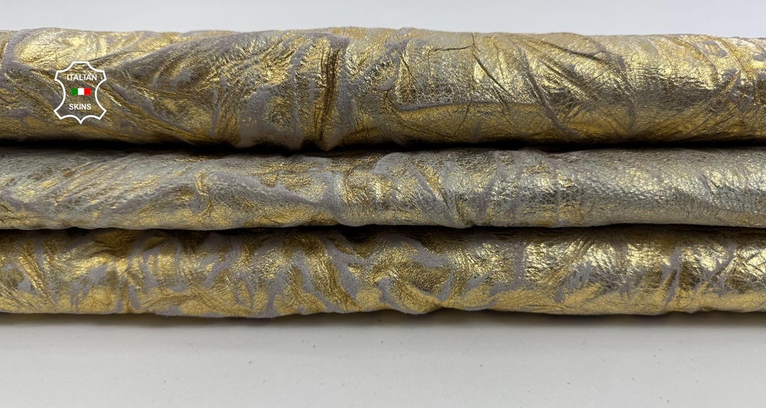 Delivered Duty Paid - METALLIC GOLD WRINKLED Vintage Look Thick Italian ...