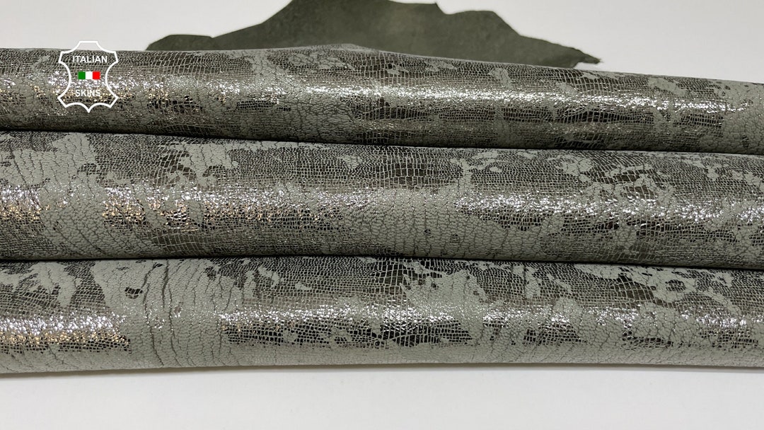 METALLIC CHROME TEJUS Print Textured Distressed on Petrol Rough Thick ...