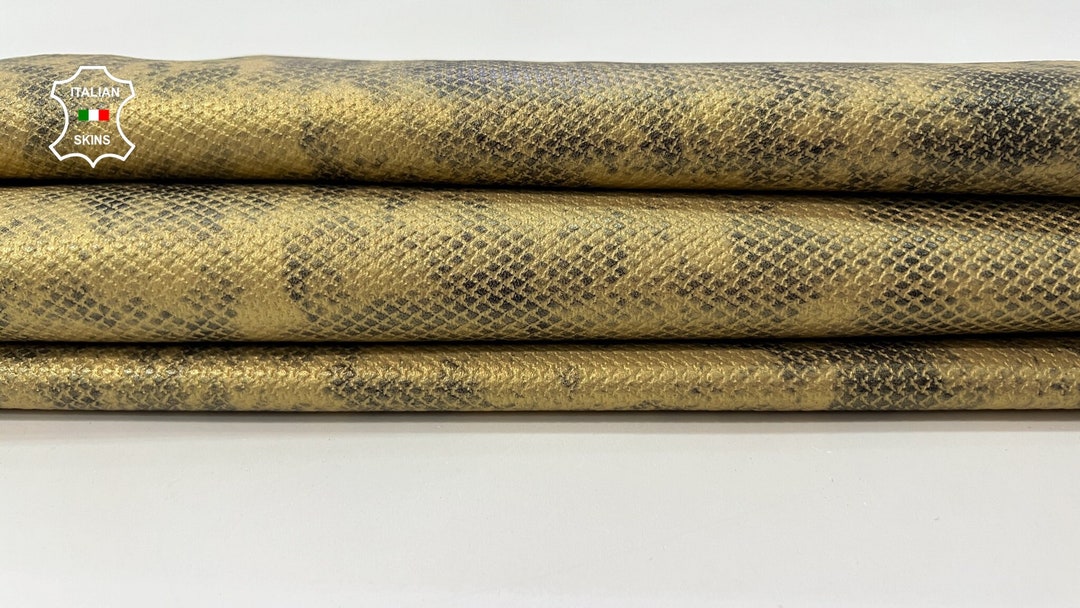 Delivered Duty paid - OLD GOLD PEARLIZED Distressed Snake Print On Soft ...
