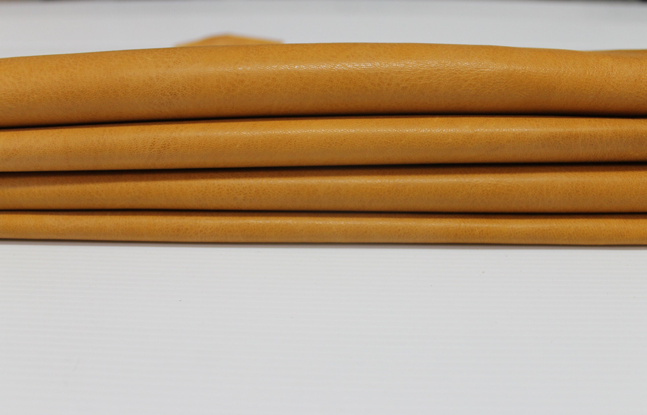 NATURAL TAN vegetable tan waxy Italian genuine Lambskin Lamb Sheep ...