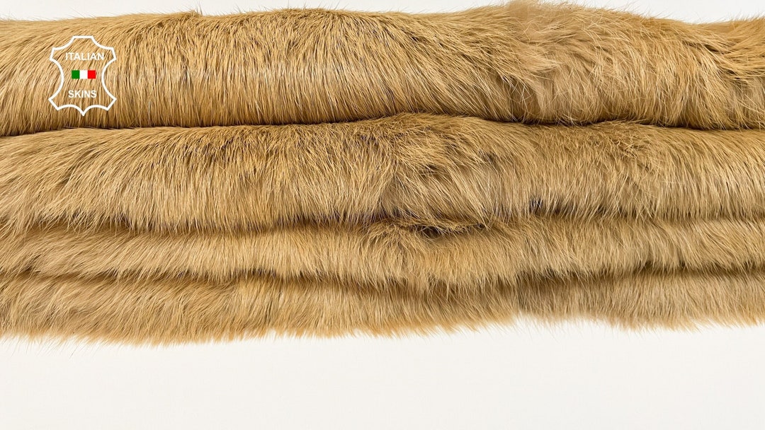 HONEY BEIGE SAND Rabbit Skin Shearling Fur Rug Pelt Hairy 1 Side Usable ...