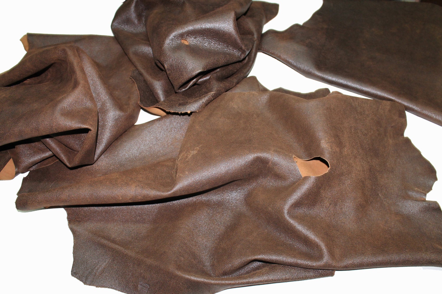CRACKED BROWN VINTAGE Italian Goatskin Goat leather skin skins hide hides