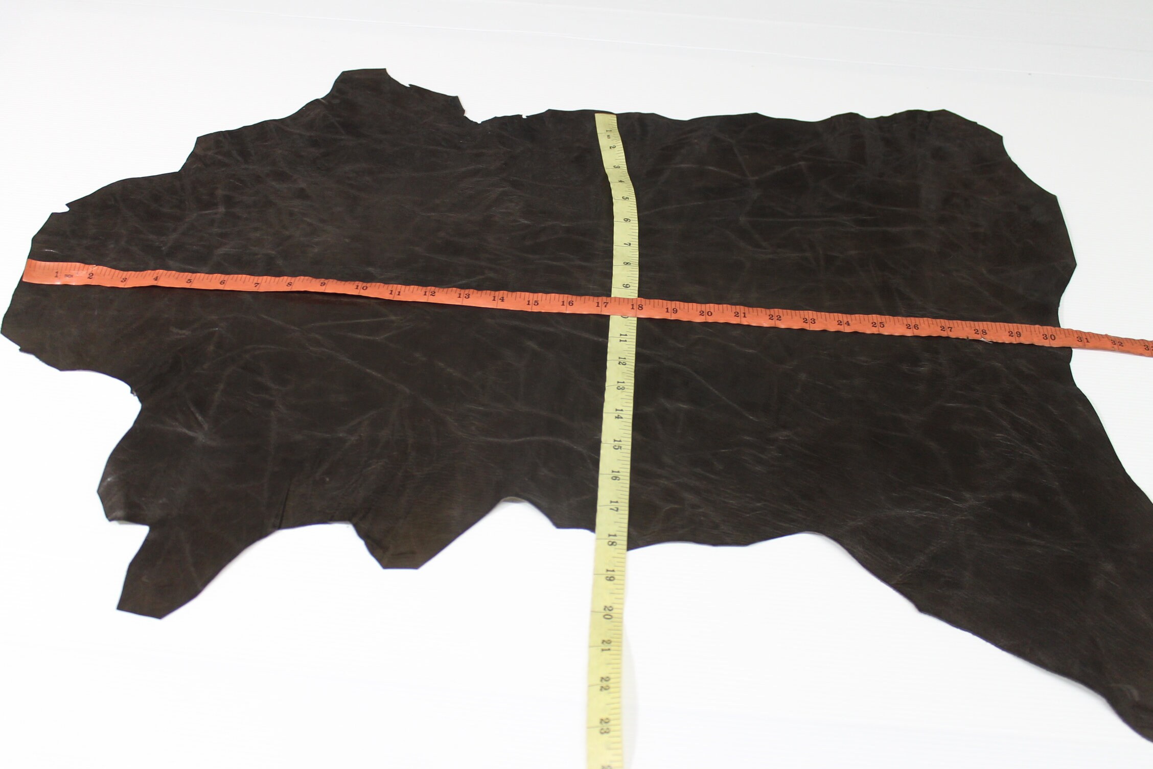 DARK BROWN ANTIQUED rustic strong Italian Goatskin Goat leather ...