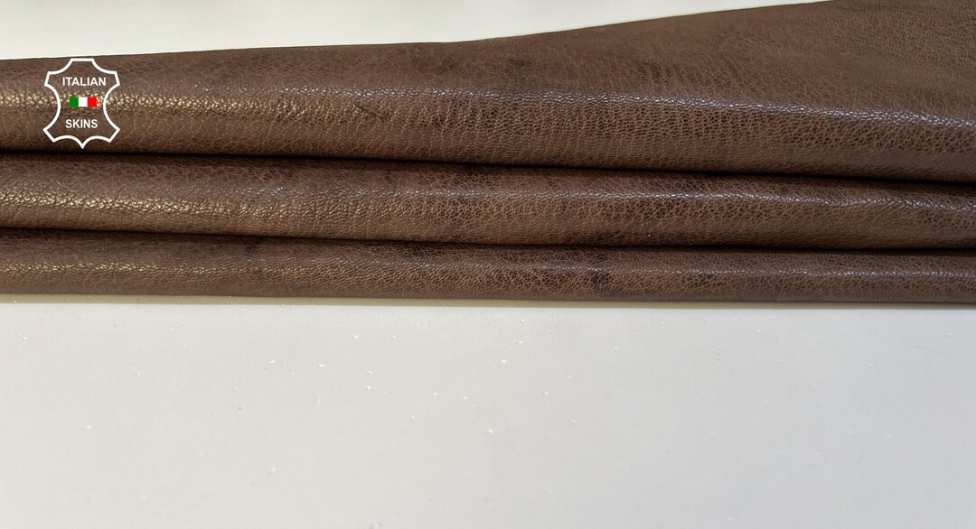 BROWN RUSTIC ANTIQUED Rough Vegetable Tan Soft Italian Goatskin Goat ...